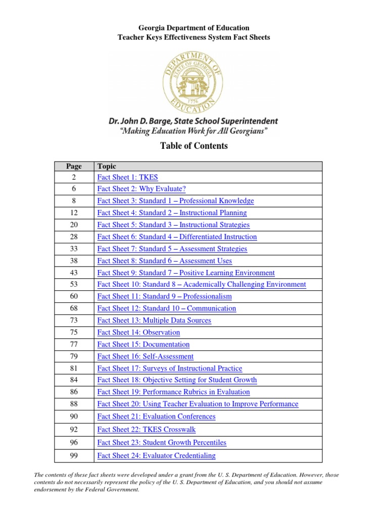 TKES Fact Sheets 7-11-2012 PDF | PDF | Educational Assessment | Pedagogy