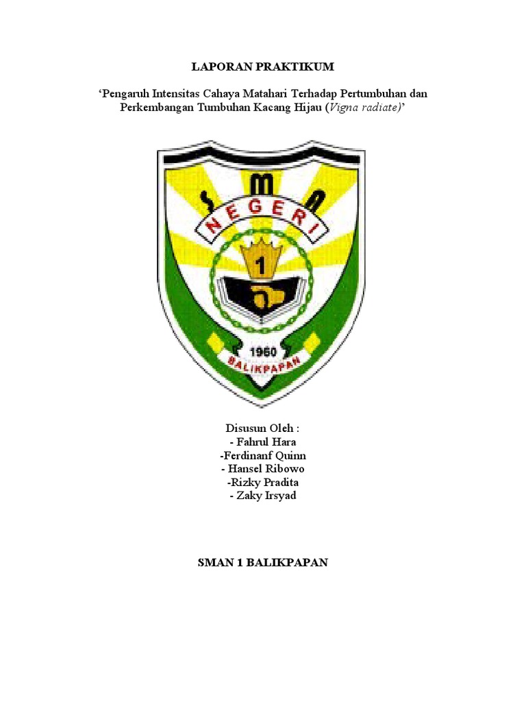 Laporan Praktikum Biologi Pengaruh Intensitas Cahaya Terhadap