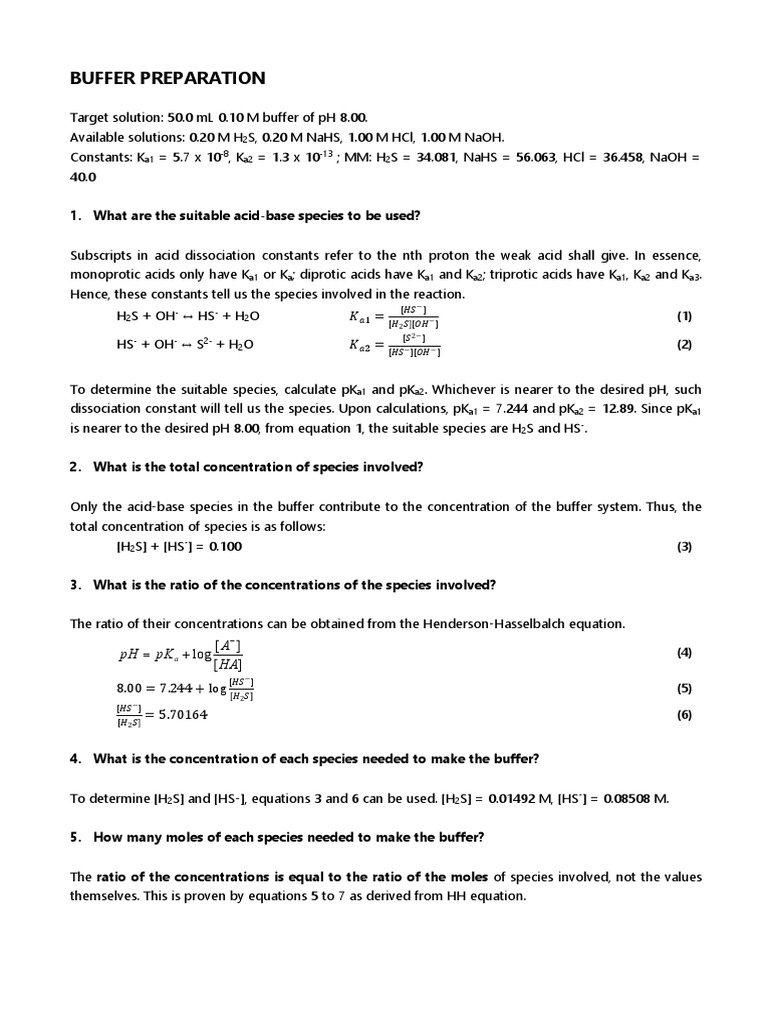 Buffer Preparation: HA A PK PH | PDF | Acid | Buffer Solution