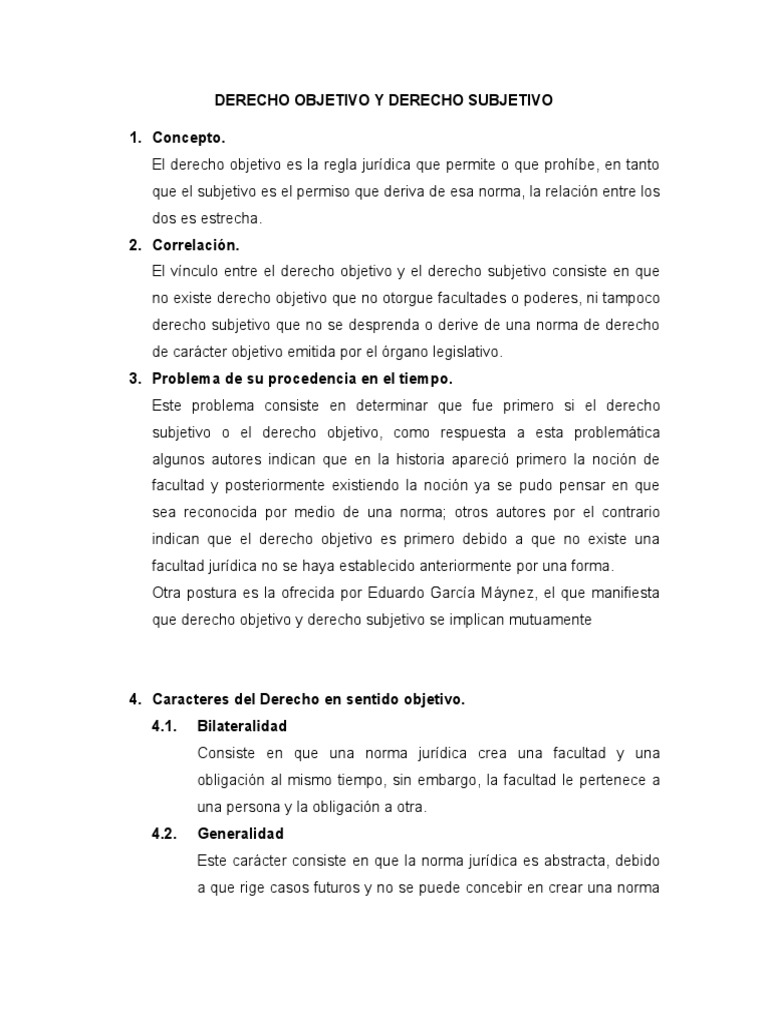 Derecho Objetivo y Derecho Subjetivo | PDF | Principios éticos ...