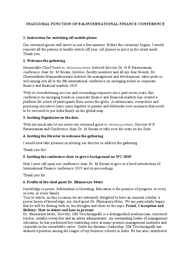 Inaugural Function Script | PDF | Business