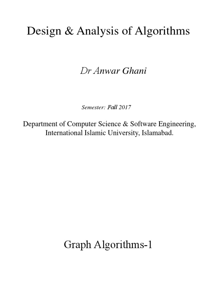 Design And Analysis Of Algorithms Dr Anwar Ghani Pdf Vertex Graph Theory Mathematical