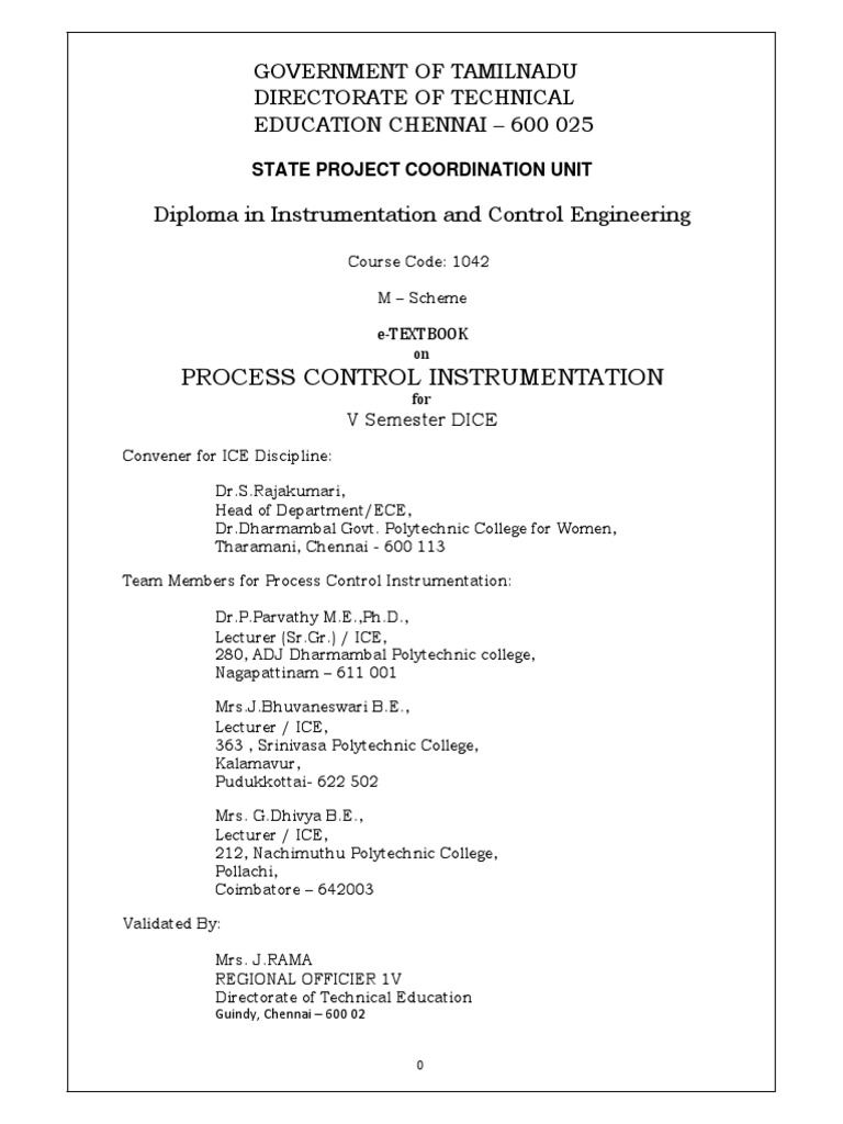 Process Control Instrumentations Engineering College | PDF | Control Theory | Process Control
