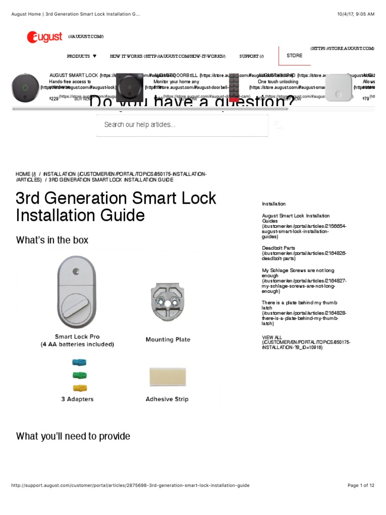 August Lock Installation Manual | PDF | Computing And Information ...