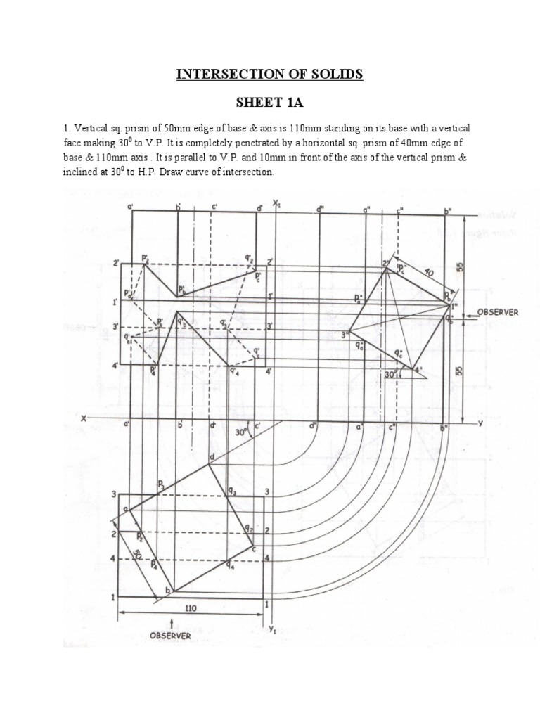 Intersection of Solids: Projections | PDF | Home & Garden