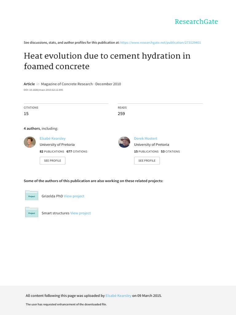 Heat Evolution Due To Cement Hydration in Foamed Concrete: Magazine of ...