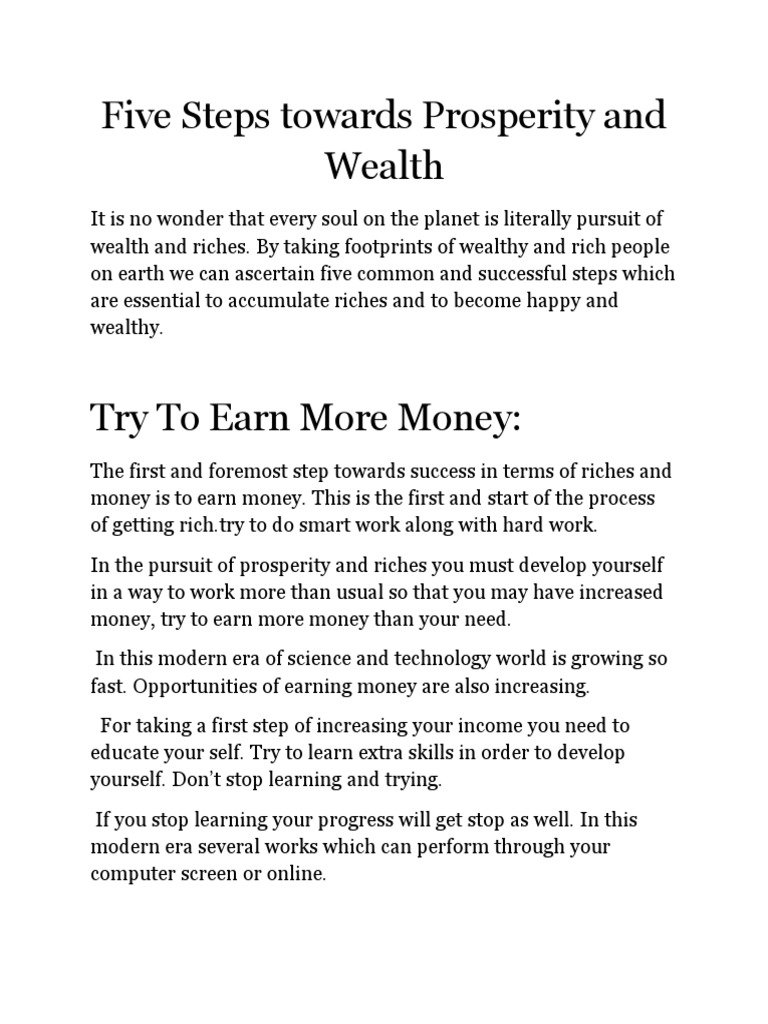 Four Steps Towards Prosperity and Weath | PDF | Wealth | Income