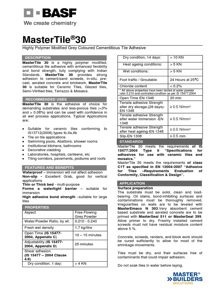 MasterTile 30.v6 | PDF | Tile | Adhesive