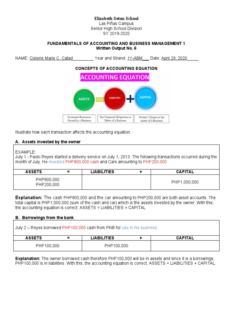 Accounting Equation Worksheet | PDF | Liability (Financial Accounting ...