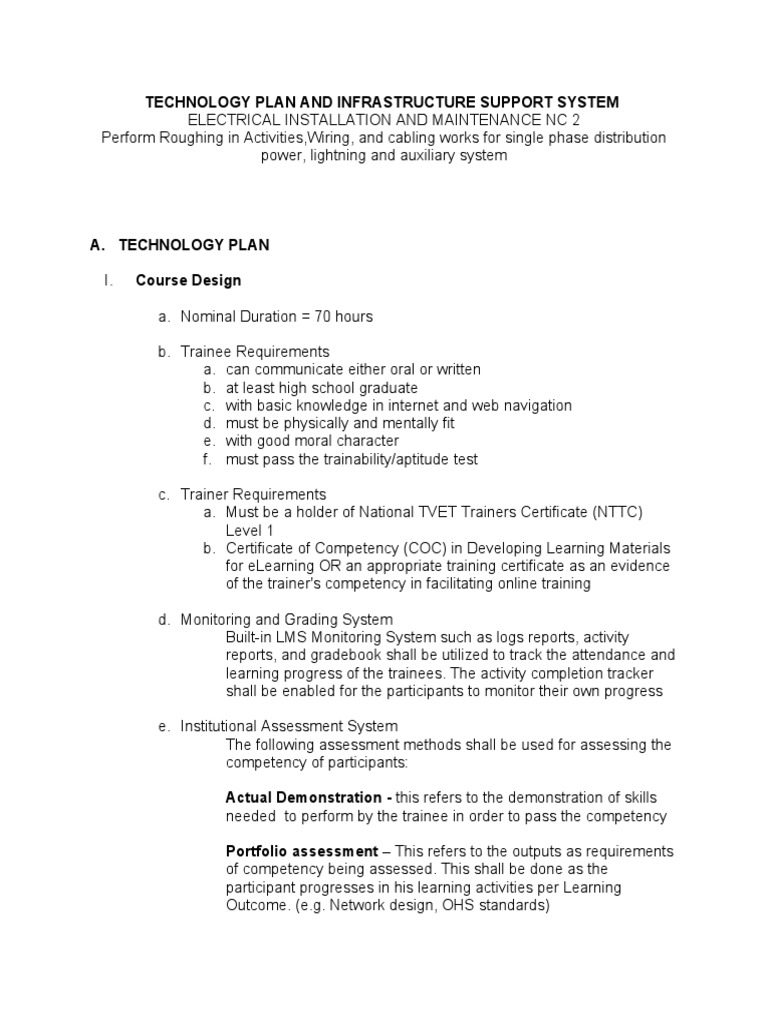 Technology-Plan-And-Infrastruture-Support-System-Eim Nc-Ii | PDF ...
