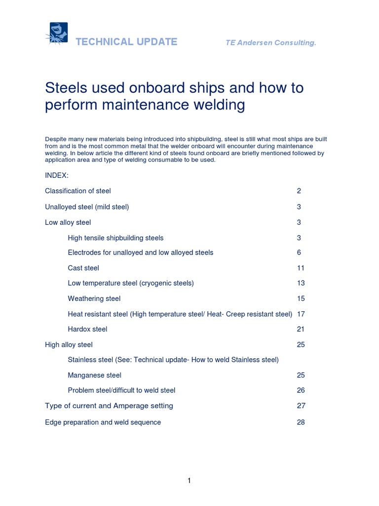 Steels Used Onboard Ships and How To Perform Maintenance Welding | PDF ...