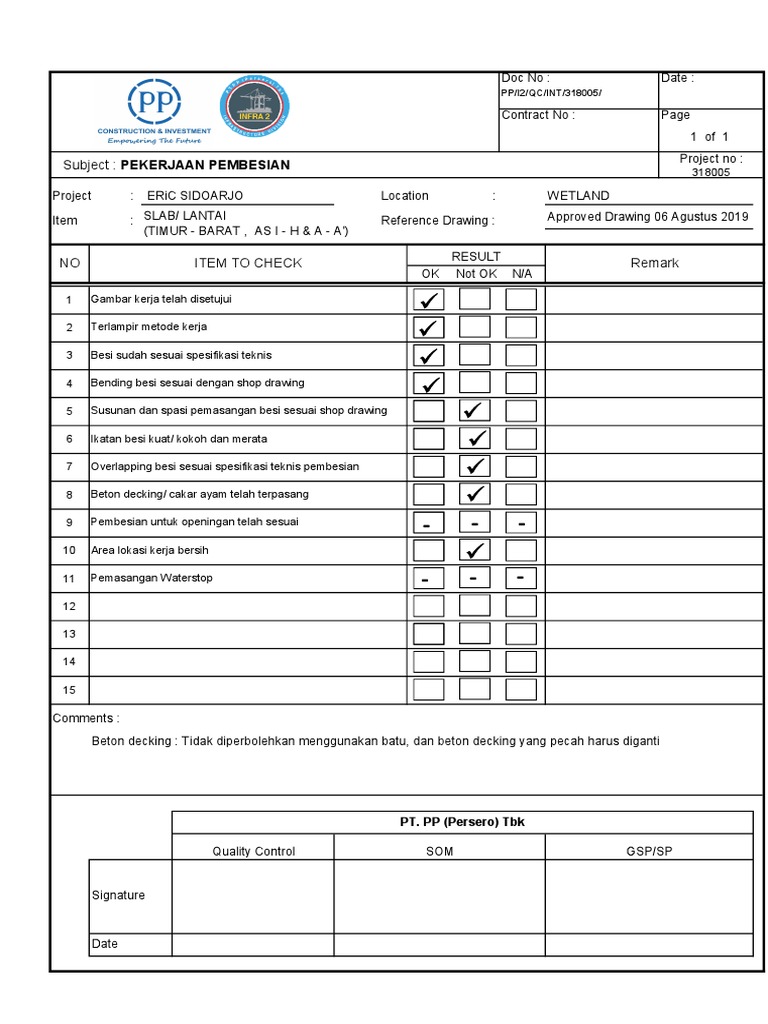 Hasil Inspeksi Sementara | PDF