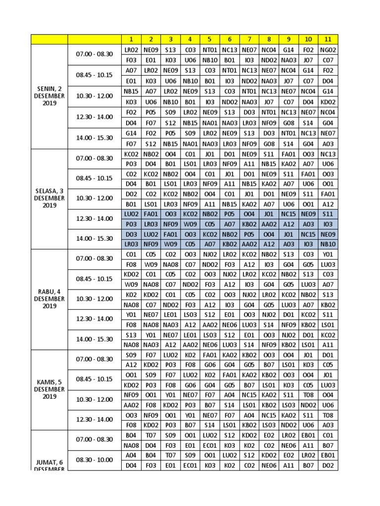 Jadwal Mengawas Pas Ganjil 1920 | PDF