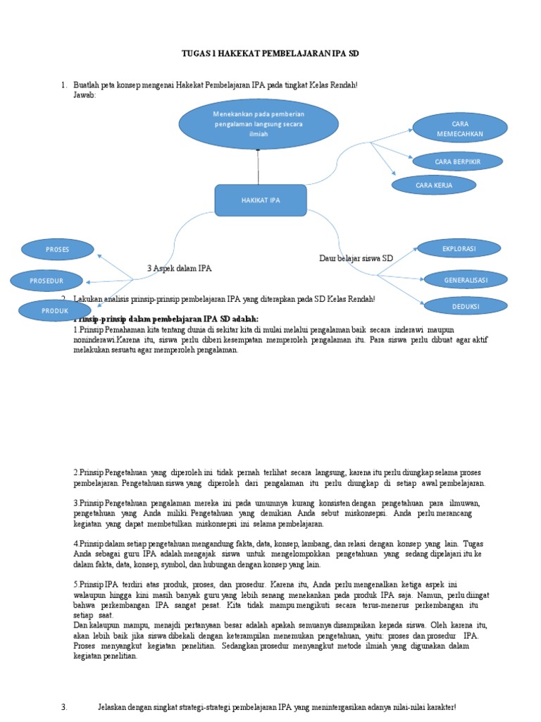Peta Konsep Hakikat Pembelajaran Ipa SD | PDF