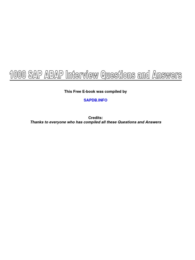 This Free Ebook Was Compiled By: Thanks To Everyone Who Has Compiled All These Questions and ...