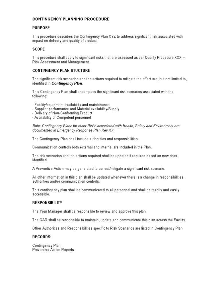 Contigency Planning IATF | PDF