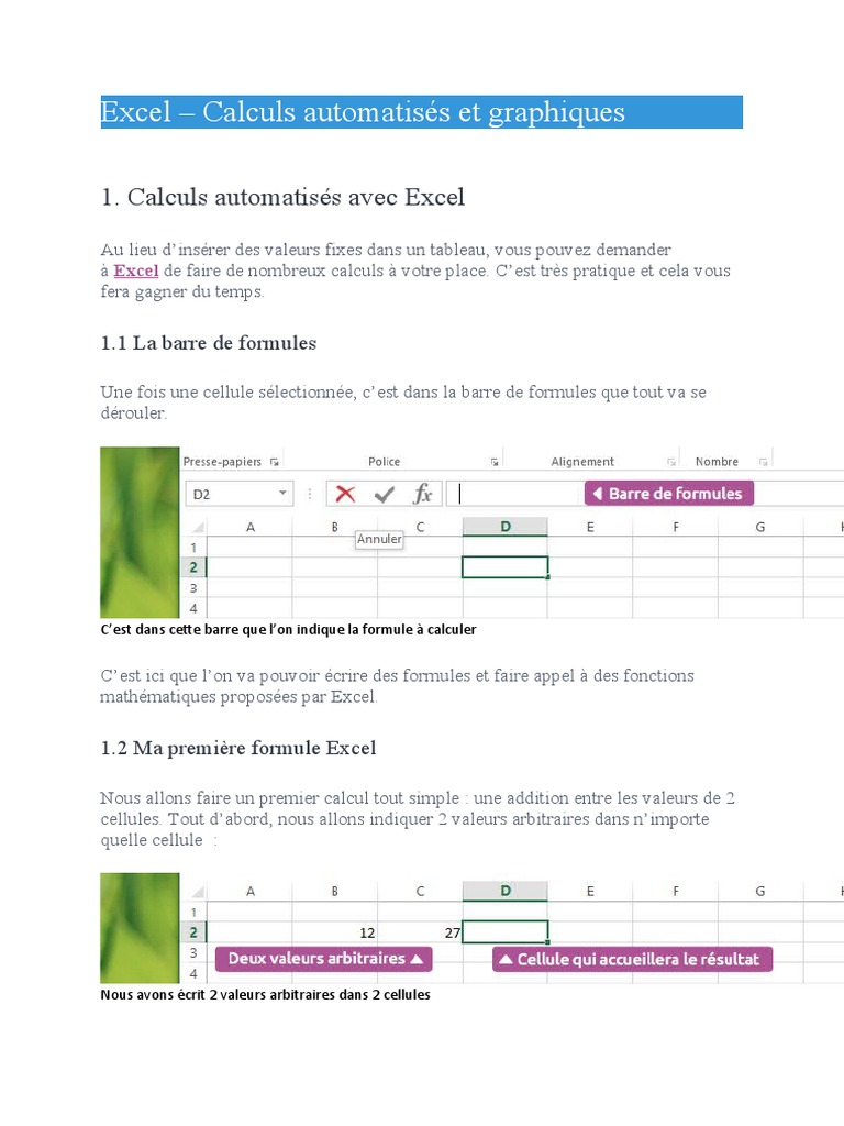 Excel 1 | PDF | Microsoft Excel | Fonction trigonométrique