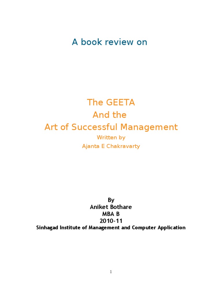 Review On The Geeta & Art of Successful Management | PDF | Bhakti ...