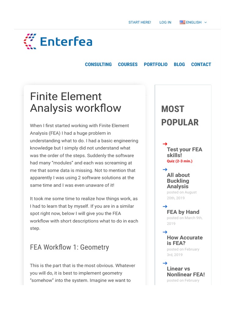 Finite Element Analysis Workflow - Enterfea | PDF | Finite Element ...