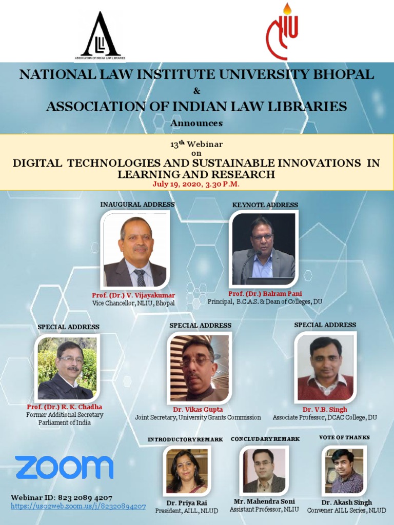 National Law Institute University Bhopal Association of Indian Law ...