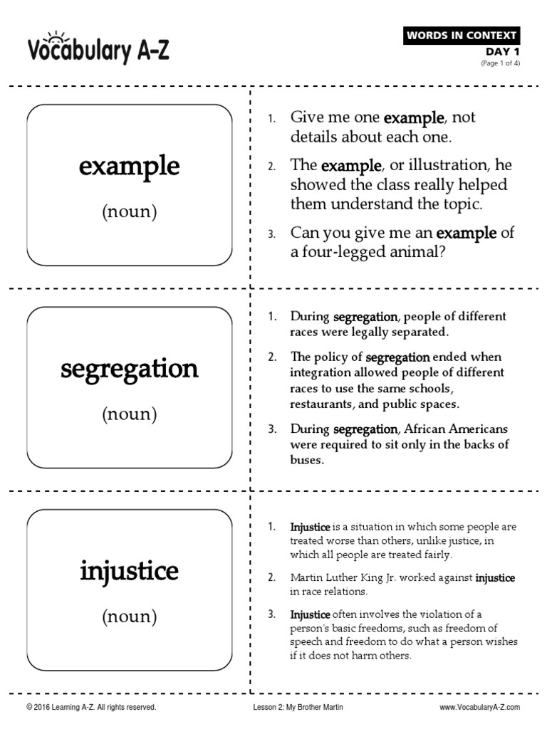 Vocab Activities | PDF | Injustice | Racial Segregation