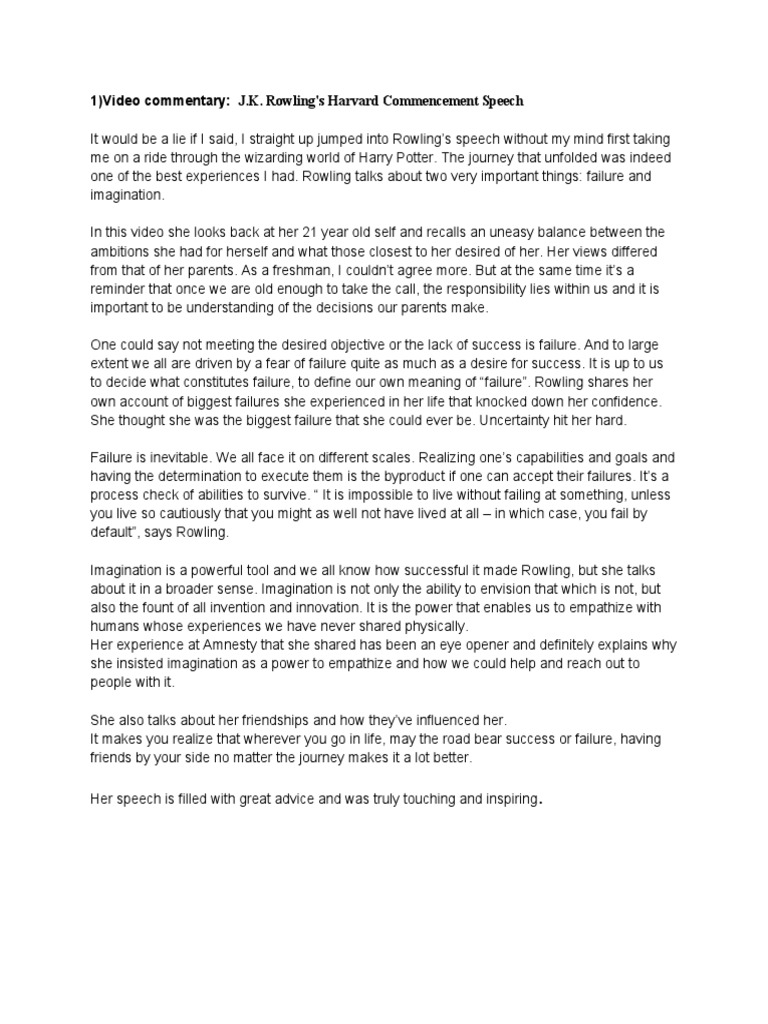 JK Rowling's Commencement Speech at Harvard: A Call for Embracing ...