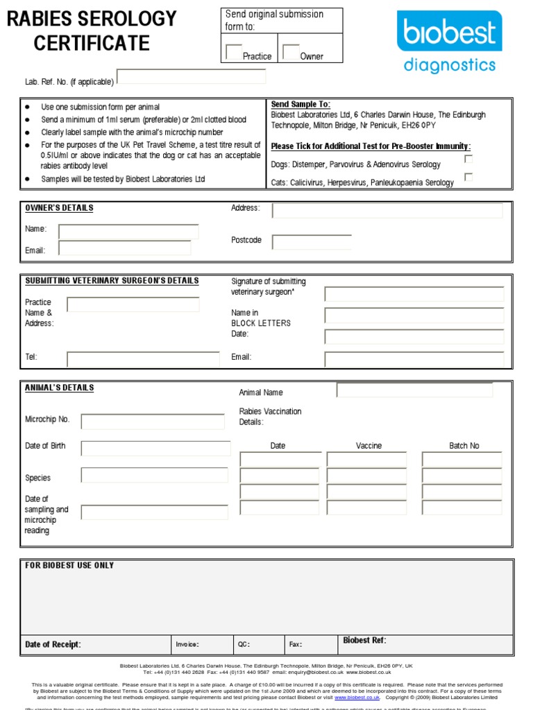 Rabies Paperwork v8 Overseas (Update To DEFRA Import Permit) | PDF ...