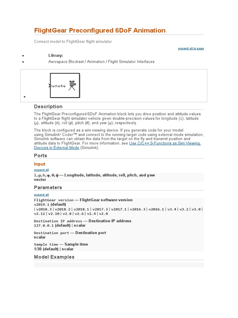 FlightGear Preconfigured 6DoF Animation | PDF | Flight Dynamics (Fixed Wing Aircraft) | Simulation