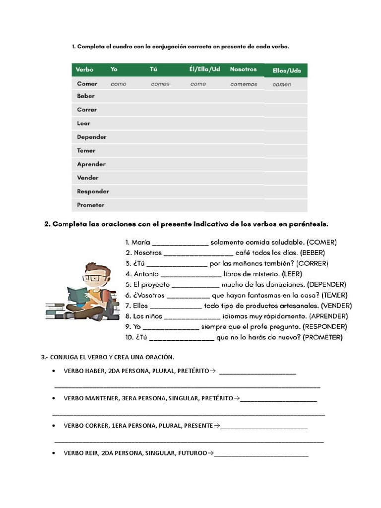 Conjugación de verbos en tiempo pasado y presente | PDF