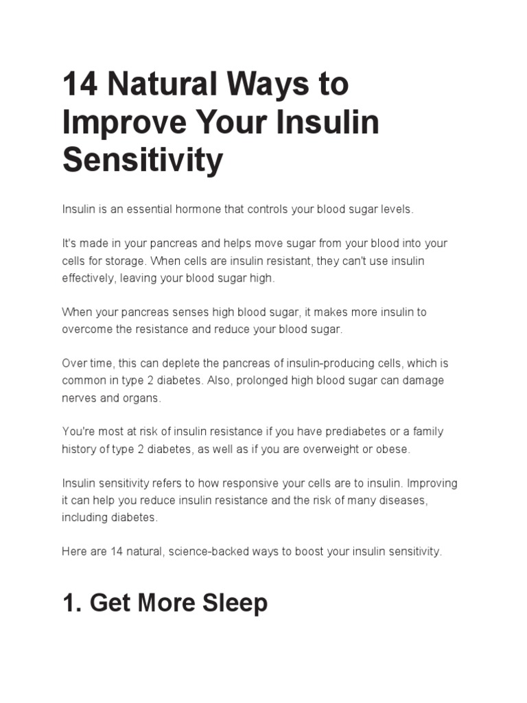 14 Natural Ways to Boost Insulin Sensitivity | PDF | Dietary Fiber ...