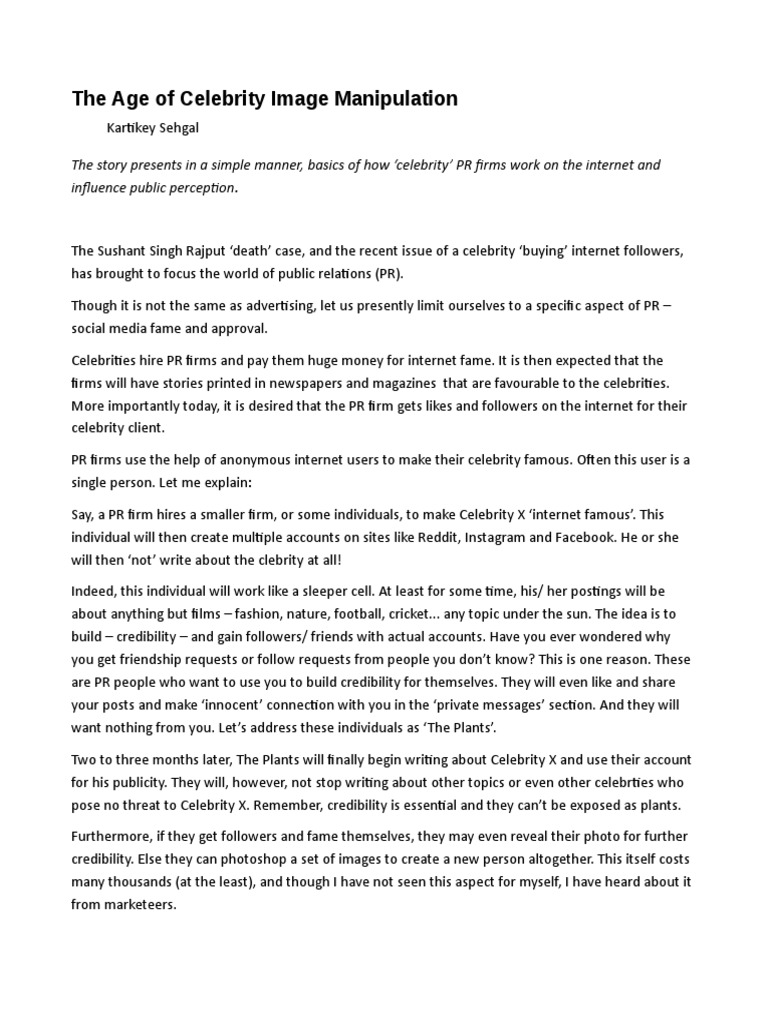 The Age of Celebrity Image Manipulation | PDF | Celebrity | Social Media