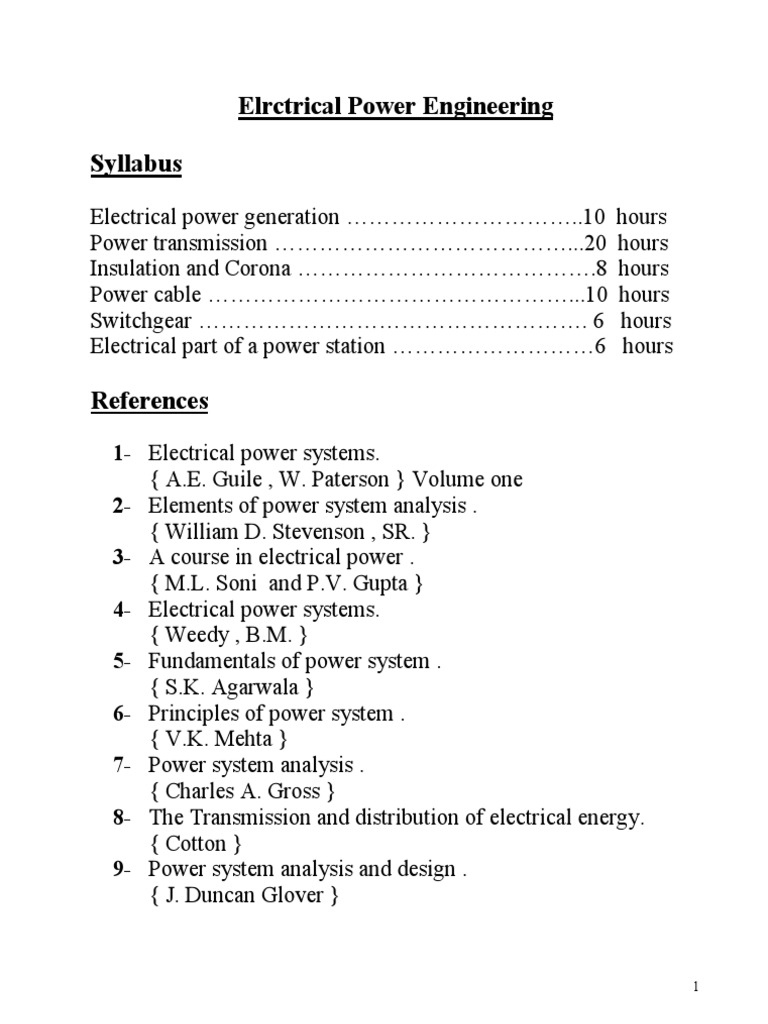 Elrctrical Power Engineering Syllabus | PDF | Nuclear Reactor | Power ...