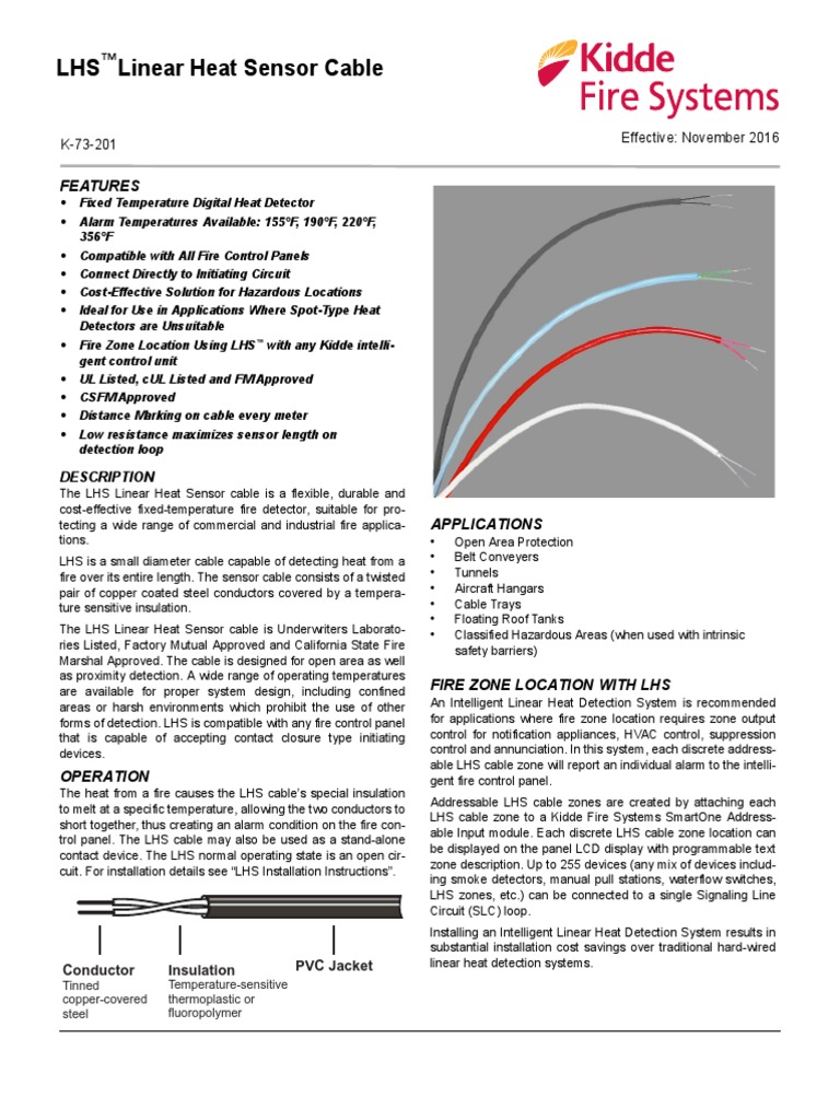 LHS Linear Heat Sensor Cable: Features | PDF | Sensor | Electrical ...