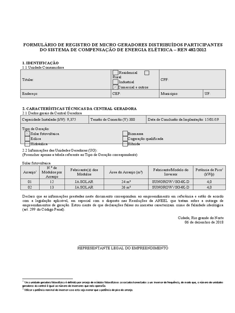12 Anexo Xii Formulário de Registro de Mini e Micro Geradores ... 12 Anexo Xii Formulário de Registro de Mini e Micro Geradores ...