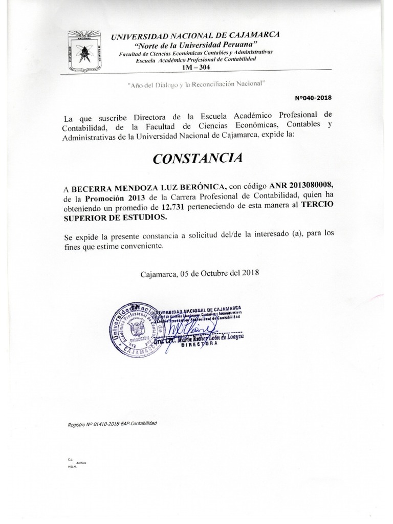 Constancia de Tercio Superior | PDF