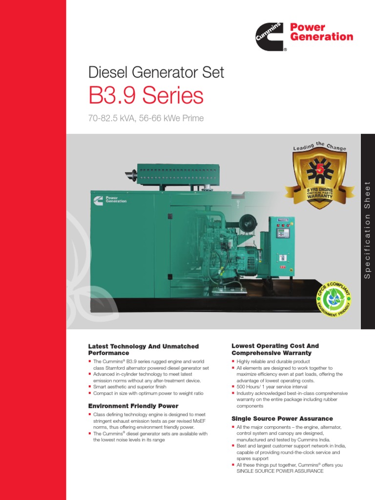 6 4BTAA3.9 G3 - G4 (70 82kVA) | PDF | Diesel Engine | Engines