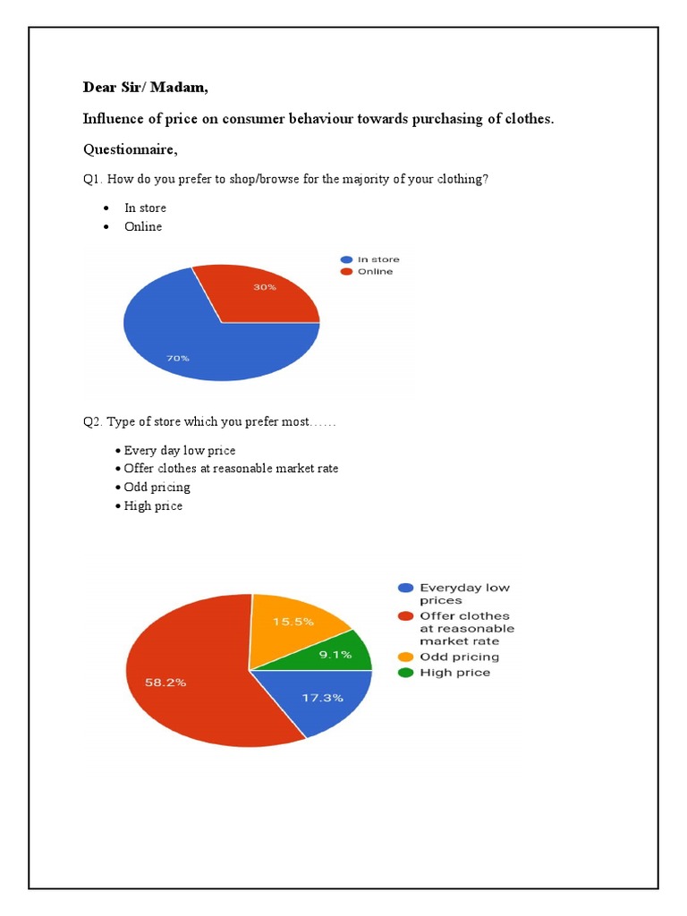 Influence of Price On Consumer Behaviour Towards Purchasing of Clothes ...
