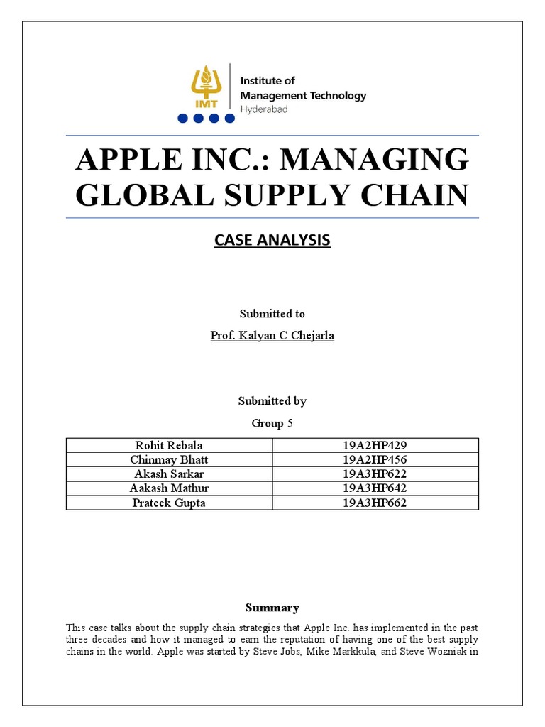 Apple Inc. Global Supply Chain Analysis | PDF | Apple Inc. | Logistics