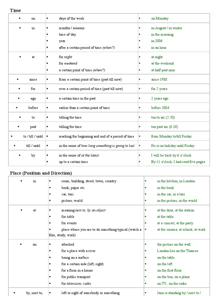 Preposition Rules | PDF