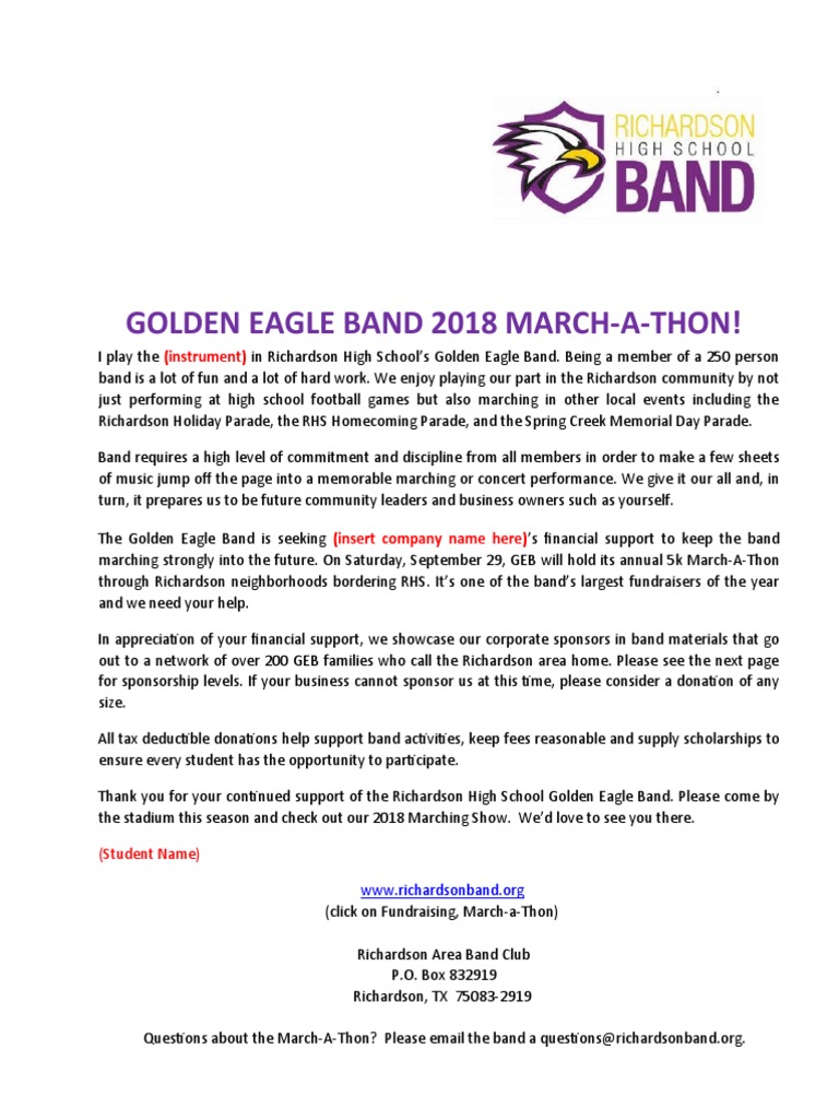 Golden Eagle Band 2018 March-A-Thon!: (Instrument) | PDF