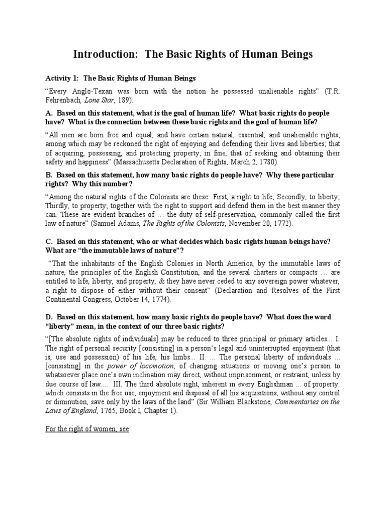 Introduction: The Basic Rights of Human Beings: Laws of England, 1765 ...