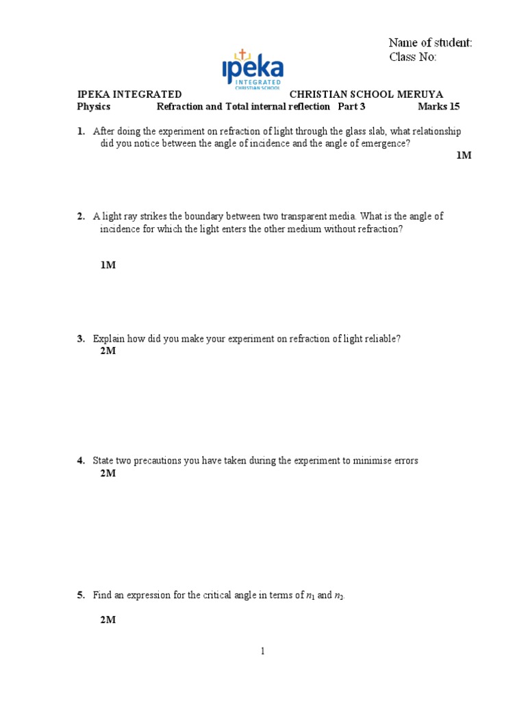 REFRA-EXP-PHY-11-HBLW1 - Part 3 | PDF | Science & Mathematics ...