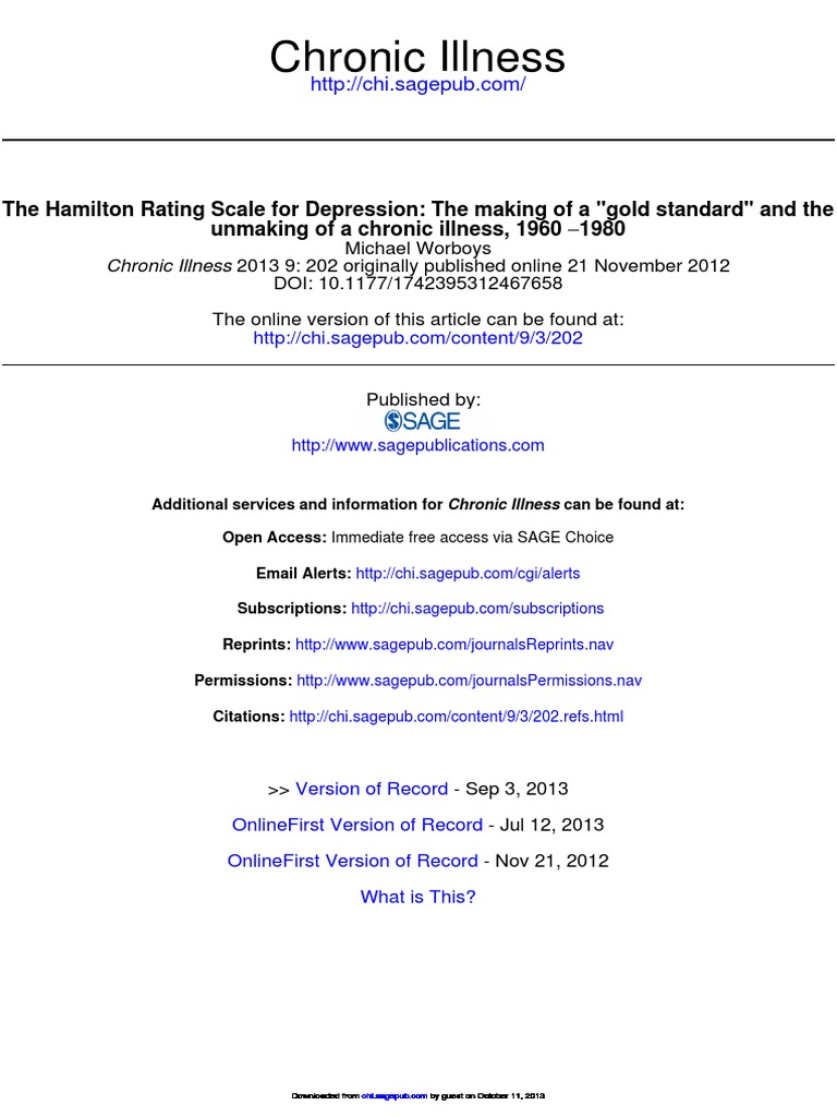 The Hamilton Rating Scale For Depression The Makin | PDF | Major ...