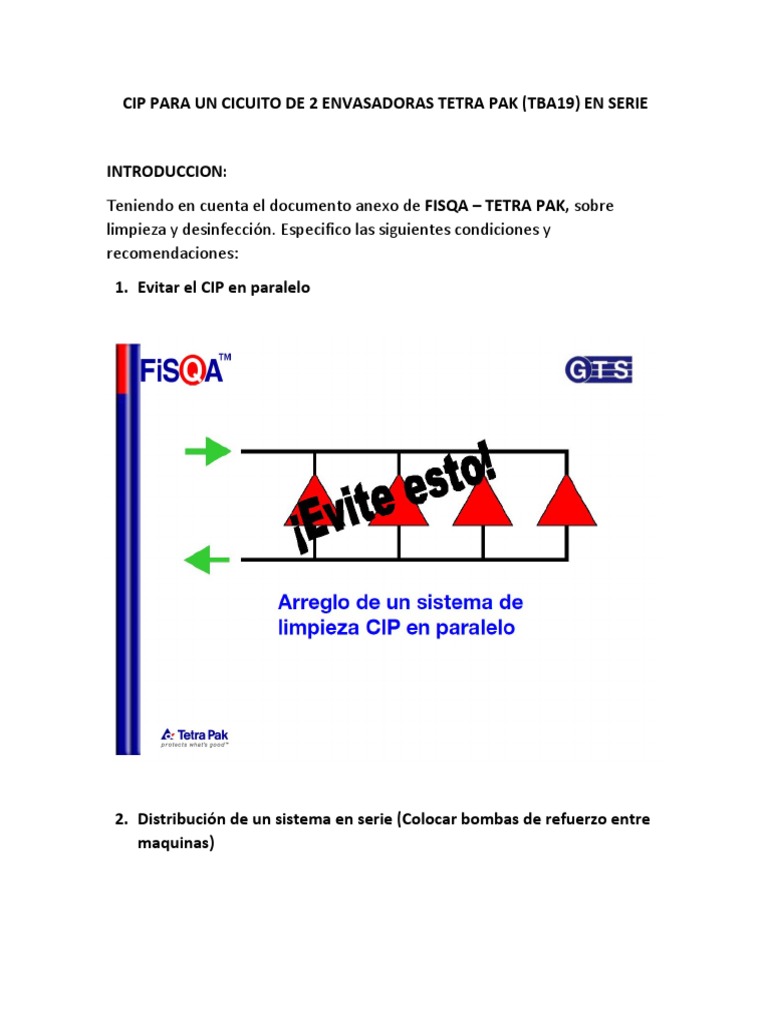 CIP en Serie para Envasadoras Tetra Pak | PDF | Bomba | Energía y recursos
