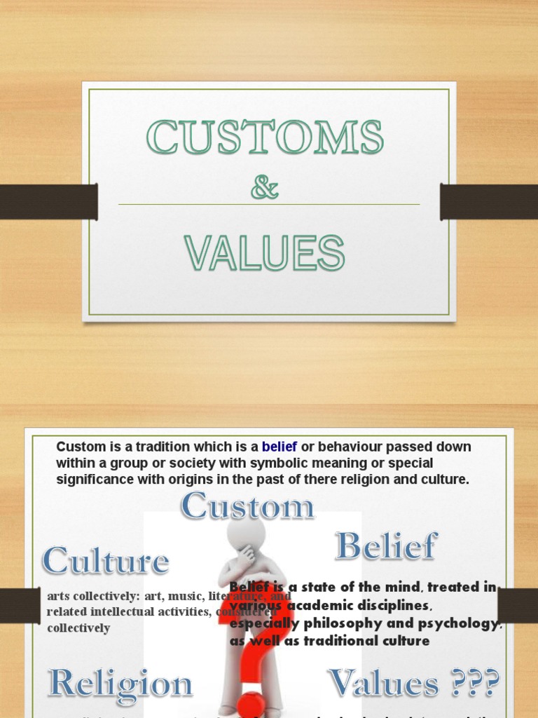 Customs and Values | PDF | Clothing | Religion And Belief
