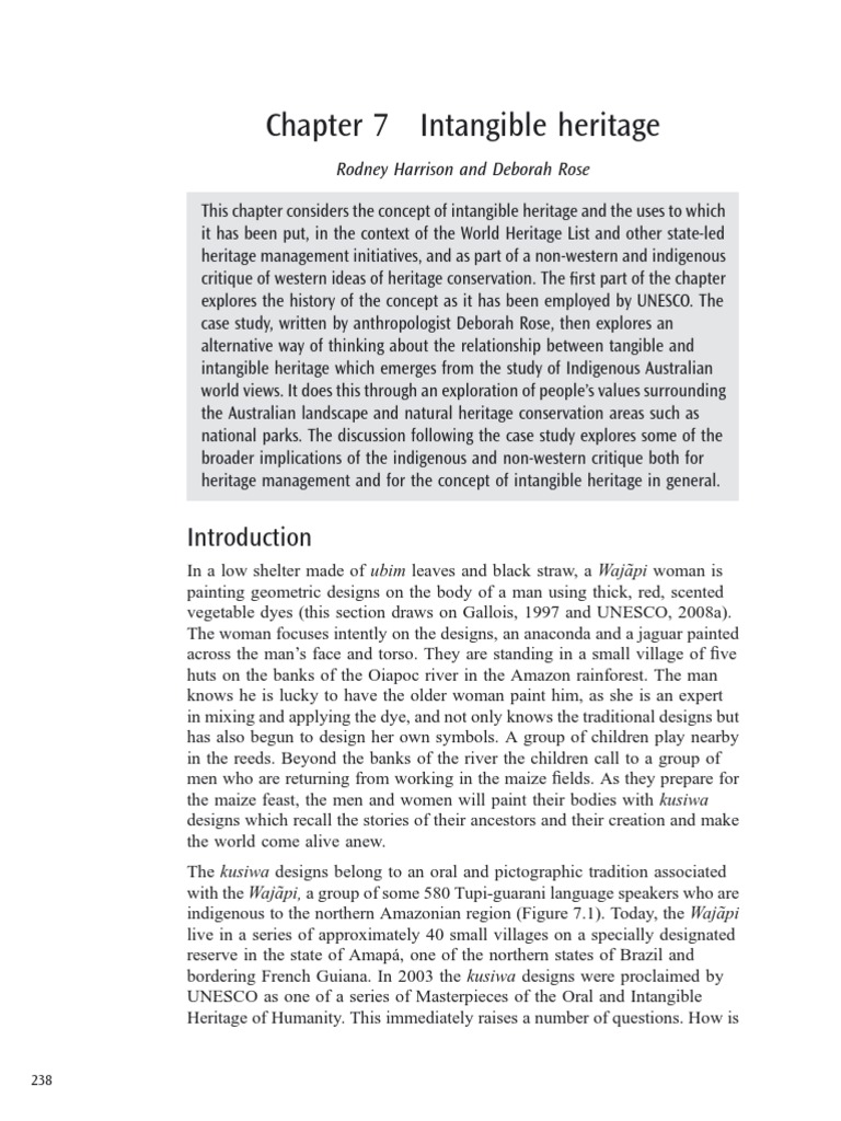 Chapter 7 Intangible Heritage | PDF | Cultural Heritage | Folklore