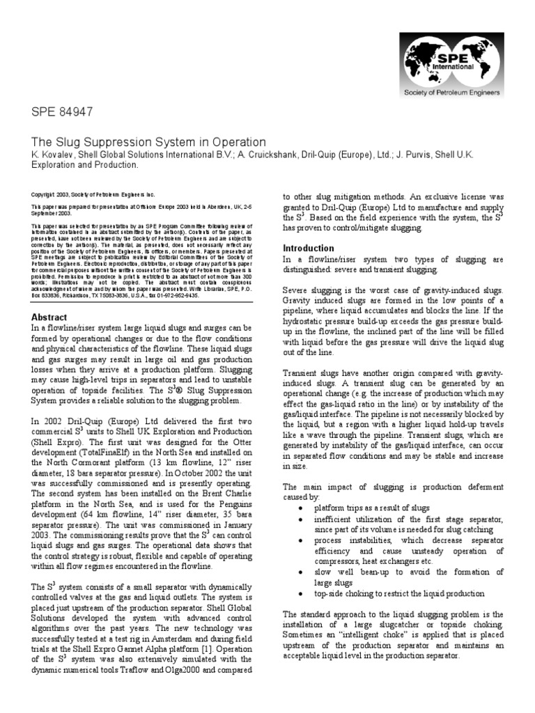 The Slug Suppression System in Operation | PDF | Fluid Dynamics | Flow ...