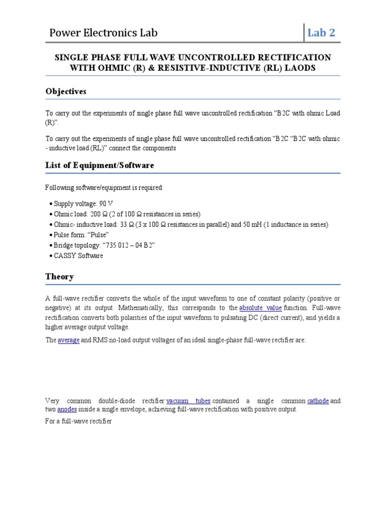 Power Electronics Lab | PDF | Rectifier | Power Electronics