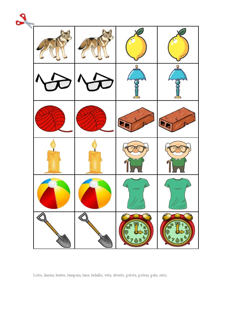 Memorice de Palabras Con Fonema L en Posición Inicial y Media | PDF