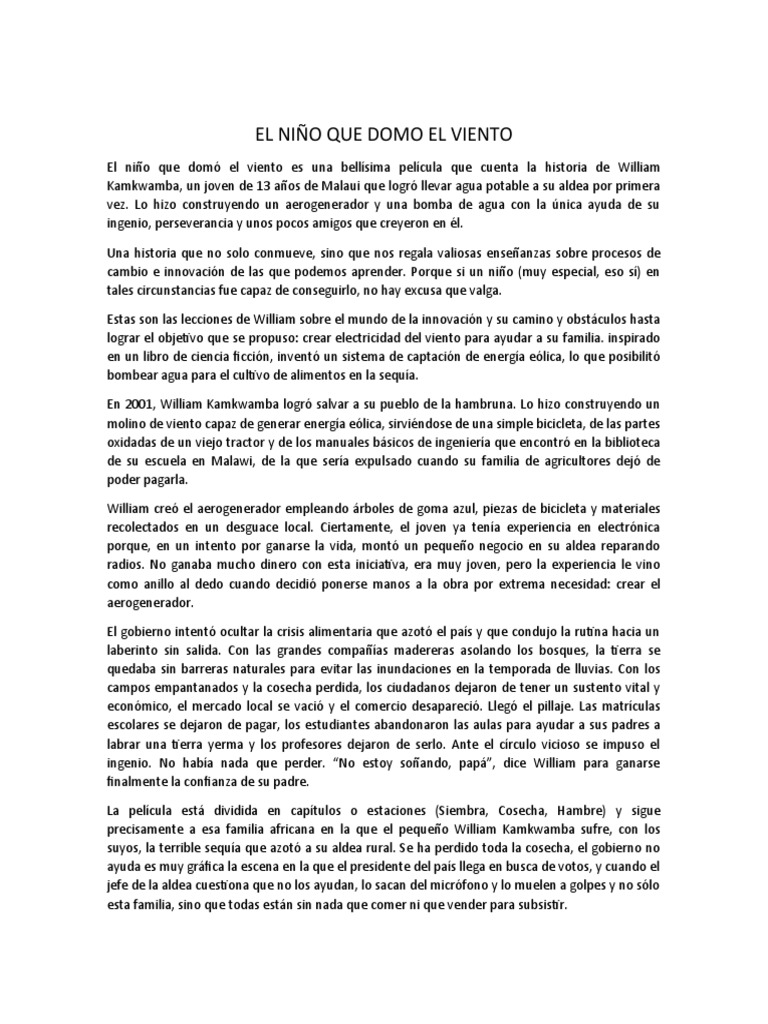 El Niño Que Domo El Viento | PDF | Desastres y Accidentes | Naturaleza